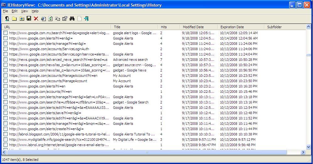 Download Free IEHistoryView Tool to Track Visited Website « My Digital Life