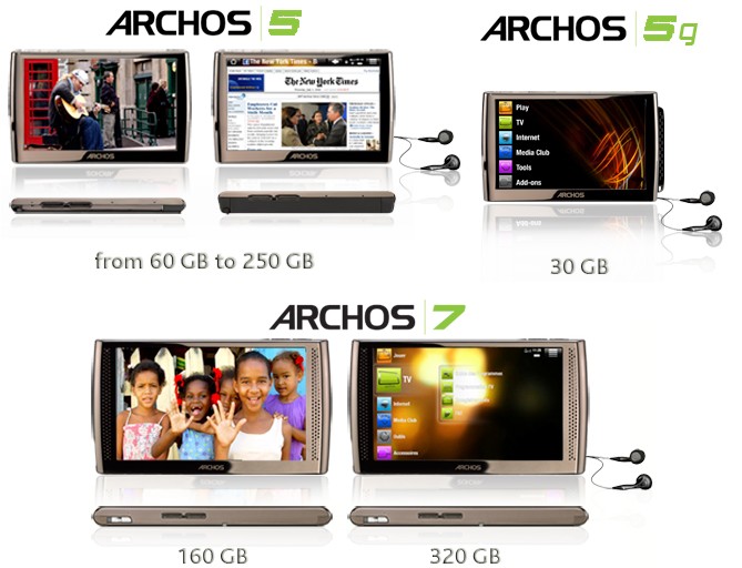 Archos 5, 5G and 7 Portable Media Player Announced « My Digital Life