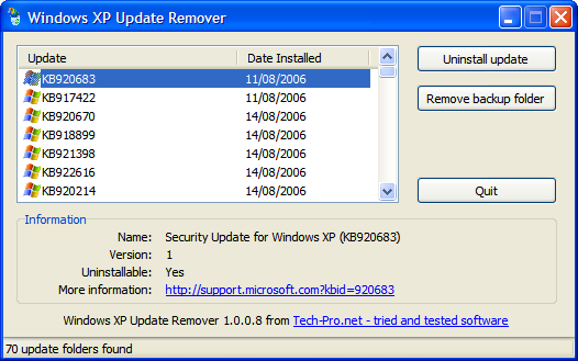 Uninstall & Remove Windows XP Updates With Windows Update Remover « My ...