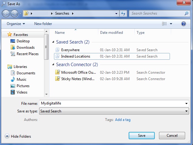 How to Save Frequent Searches in Windows 7 « My Digital Life