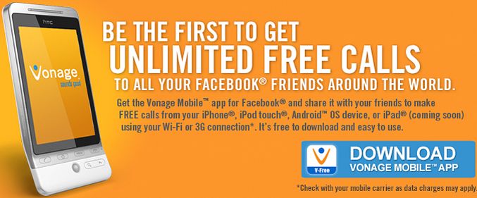 Vonage Mobile for Facebook App With Free Mobile Calls To Friends on iOS ...